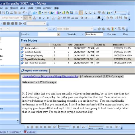 2 Free Nodes In Nvivo Initial Nodes Created During The Open Coding Of