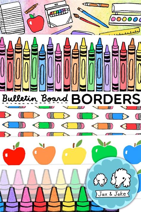 School Doodles Bulletin Board Borders Rainbow Crayon Printable