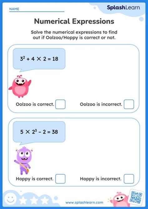 Evaluate Numerical Expressions Worksheet