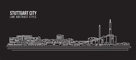 시티스케이프 빌딩 라인 아트 벡터 일러스트 디자인 슈투트가르트 시티 슈투트가르트 바덴뷔르템베르크에 대한 스톡 벡터 아트 및 기타 이미지 슈투트가르트 바덴뷔르템베르크