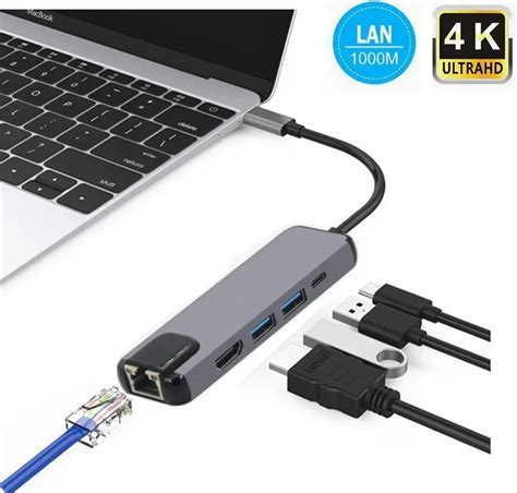 In Usb Type C Hub Hdmi K Usb C Hub To Gigabit Ethernet Rj Lan Adapter For Macbook Pro