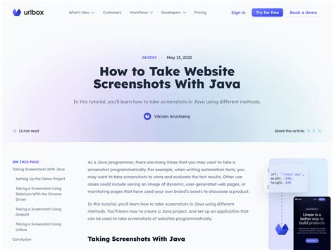 how to take website screenshots with java urlbox