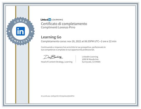 Lorenzo Pirro On Linkedin Certificate Of Completion