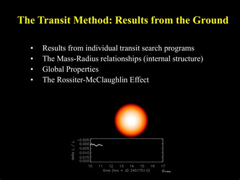 The Transit Method Results From The Ground