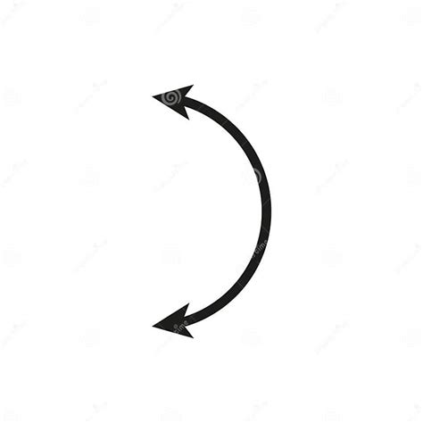 Semicircular Curved Thin Long Double Ended Arrow Stock Vector
