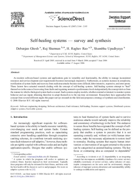 pdf self healing systems — survey and synthesis