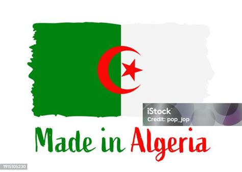 알제리에서 만든 그런 지 스타일 벡터 일러스트 레이 션 알제리의 국기와 흰색 배경에 고립된 텍스트 관목에 대한 스톡 벡터 아트
