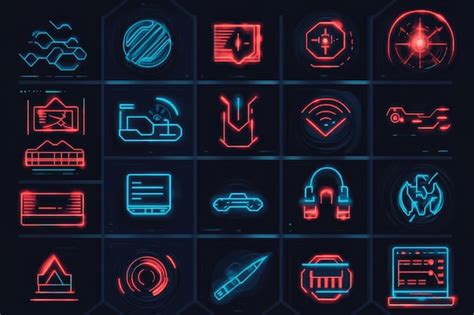 Neon Interface Futuristic Icons Collection Premium Ai Generated Image