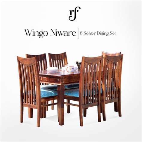 Royal Finish Wingo Niware 6 Seater Dining Set In Natural Premium