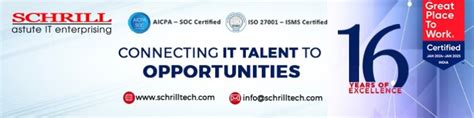 Manjusha M On Linkedin Hi Professionals Greetings From Schrill Technologies Immediate