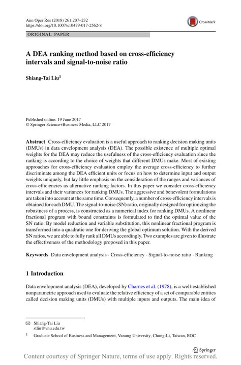 A Dea Ranking Method Based On Cross Efficiency Intervals And Signal To
