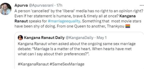 Kangana Ranaut Backs Same Sex Marriage Apurva Asrani Thanks Her For