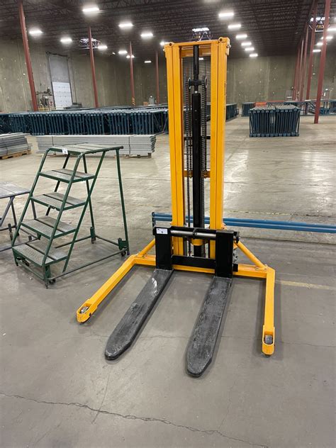 Yellow Industrial 1000kg Hand Stacker Mobile Pallet Jack Able Auctions