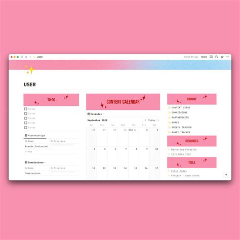 Notion Template For Content Creation Productivity And Business Pink Theme For Instagram