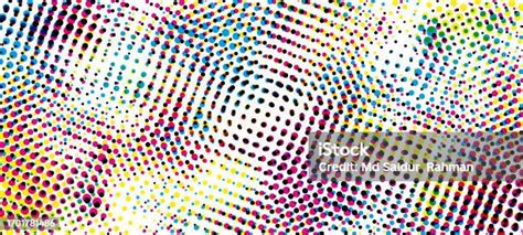 Cmyk 도트 효과 템플릿 멀티 컬러 배경 벡터 디자인 추상 일러스트 레이션 원형 벡터 디자인 요소 컬러 이미지 배경 색상 파란색 장식 생생한 색상 흰색 배경 사각형 구성