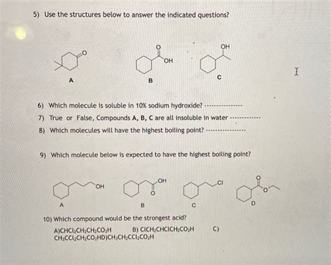 solved 5 use the structures below to answer the indicated