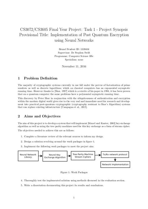 Final Year Project Synopsis Post Quantum Encryption Using Neural Net