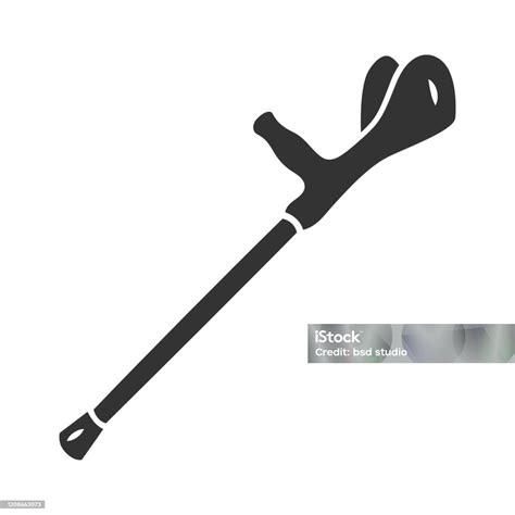 팔뚝 목발 보행 보조 문말 아이콘 신체 장애인을위한 이동 보조 장치 부러진 뼈 장애인 장비 실루엣 기호입니다 음수 공간입니다 벡터 절연 그림 개념에 대한 스톡 벡터 아트 및