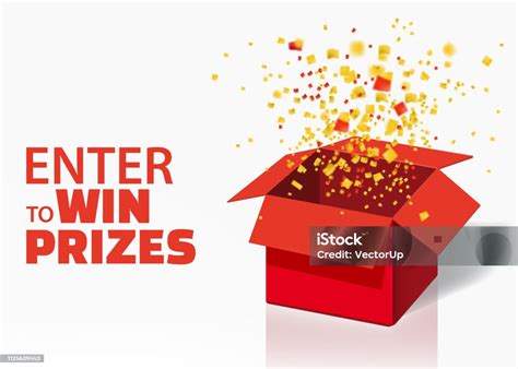 상자 Exploision 폭발 빨간 선물 상자 색종이 엽니다 상품을 승리를 입력 합니다 승리 복권 퀴즈입니다 벡터 일러스트입니다 절연 템플릿 3차원 형태에 대한 스톡 벡터
