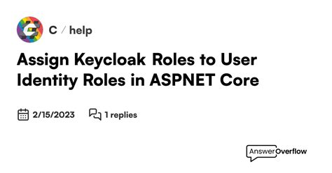Assign Keycloak Roles To User Identity Roles In Aspnet Core C