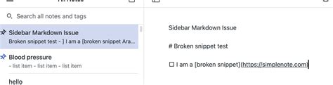 checklist markdown broken in note list sidebar · issue 3063