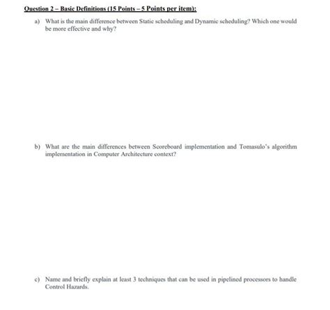 Solved A What Is The Main Difference Between Static