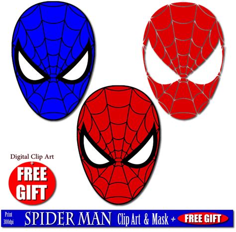 Digital Clip Art Spiderman Mask Superhero Party Masks Diy Clipart And