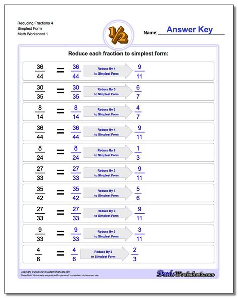 Reducing Fraction Worksheets 4 Simplest Form Worksheet Reducing Fraction Worksheets 4 Simplest Form Worksheet
