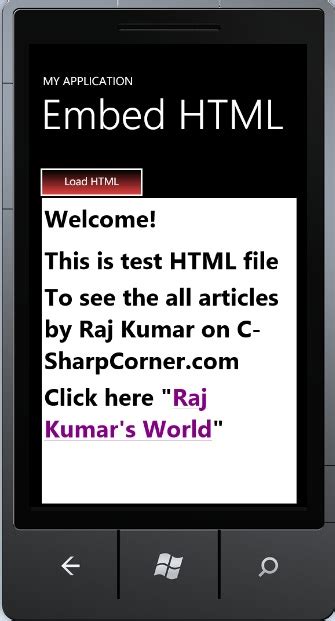 How To Embed Html File In Windows Phone 7