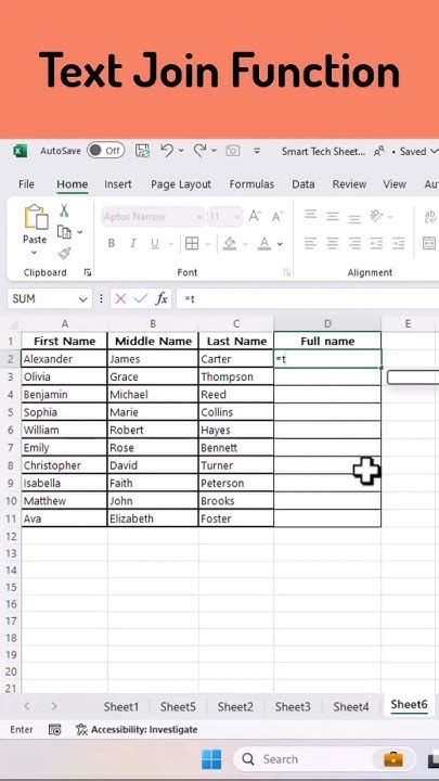 Text Join Function In Excel Exceltech Exceltricks Excel Microsoft Youtube