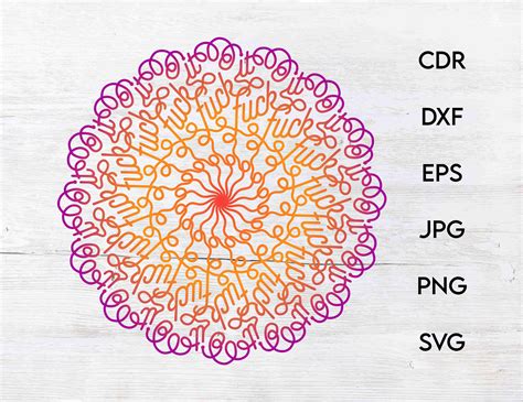 Fuck Svg Mandala Svg Handlettered Mandala Png Cuss Word Etsy Australia