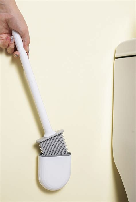 Тоалетна четка с държач Комплект черна силиконова четка за почистване на тоалетна с дълга дръжка