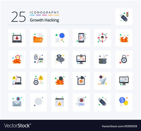 Hacking Flat Color Icon Pack Including Goal Vector Image