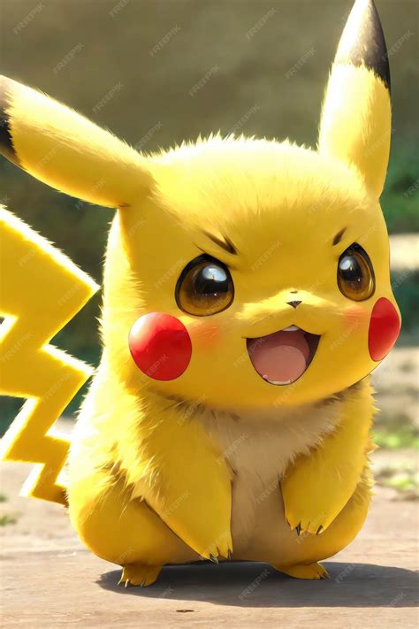 Premium Ai Image Cheerful Pikachu With A Joyful Smile
