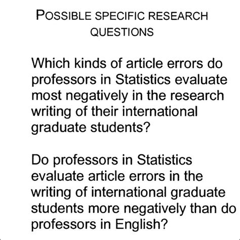 Sample General And Specific Research Questions Download Scientific