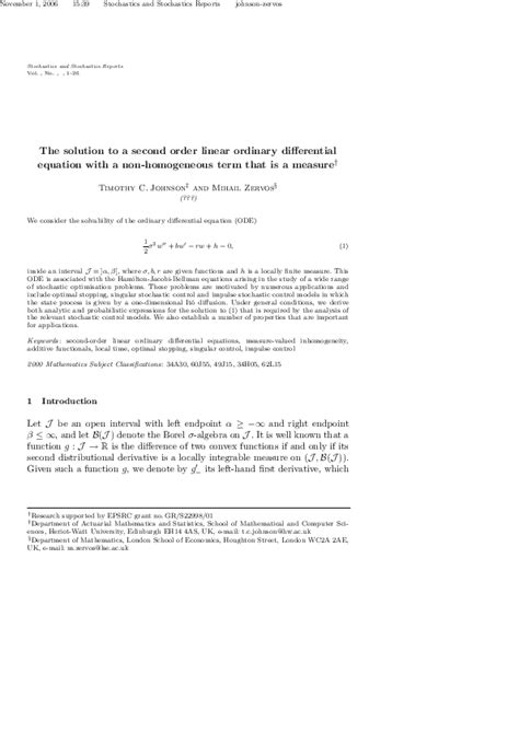 Pdf Solving Non Homogeneous Second Order Odes