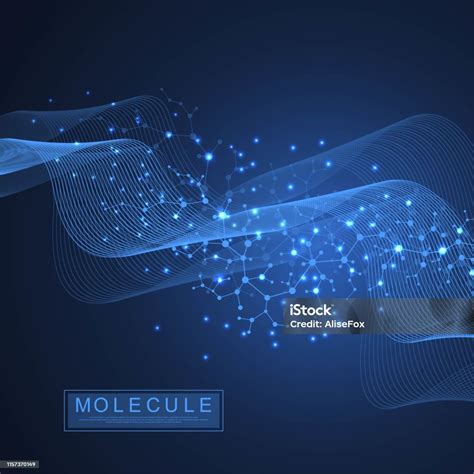 과학 분자 배경 Dna 얕은 피사계 심도를 가진 이중 나선 그림 Dna 분자와 신비한 벽지 또는 배너 유전학 정보 벡터 0명에