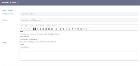 Reset Password Global Email Template