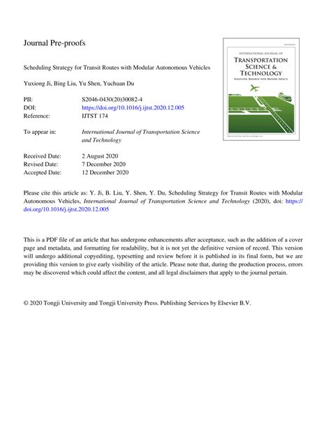Pdf Scheduling Strategy For Transit Routes With Modular Autonomous