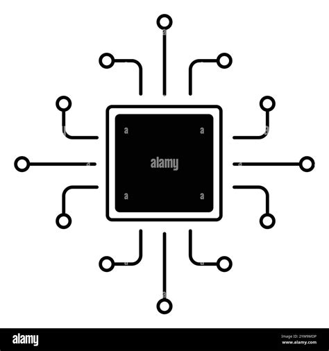 Processor Line Icon Microchip Cpu Technology Board Central Processing