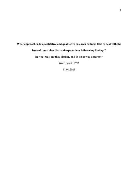 Essay Discussing Similarities And Differences Between Qualitative And Quantitative Research