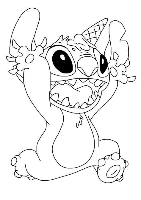 Stitch Dropped His Ice Cream On His Head Lilo And Stitch Coloring Pages