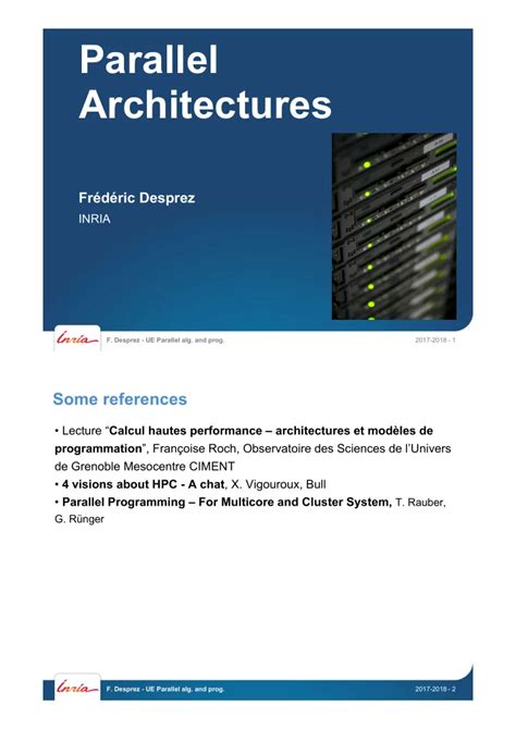 PDF Parallel Architectures Frdric Desprez INRIA F Desprez UE PDF Document
