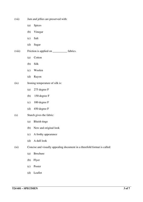 ICSE Class 10 Home Science Sample Paper IndCareer Babes