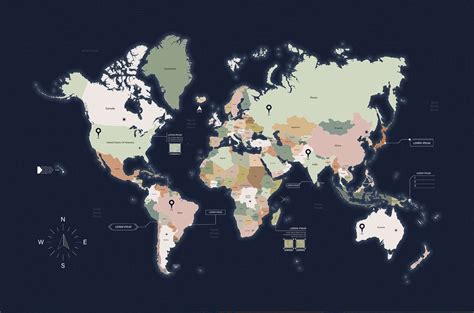 18 World Map Vector Illustration Templates Brandpacks