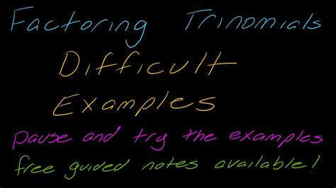 Examples Harder Trinomials Youtube