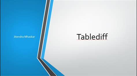 33 Table Difference In Sql Server With Tablediff Utility Youtube