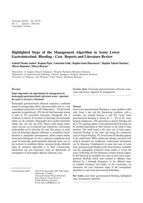 PDF Highlighted Steps Of The Management Algorithm In Acute Lower Gastrointestinal Bleeding