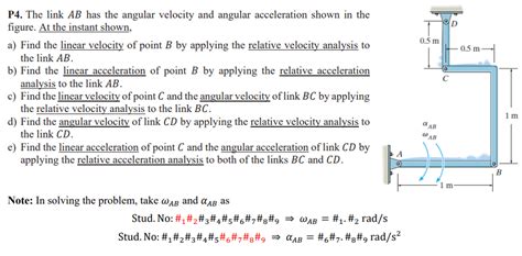Solved P4 ﻿the Link Ab ﻿has The Angular Velocity And