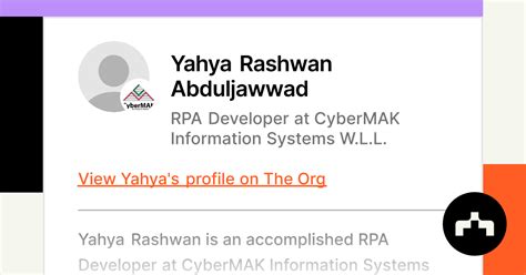 Yahya Rashwan Abduljawwad Rpa Developer At Cybermak Information